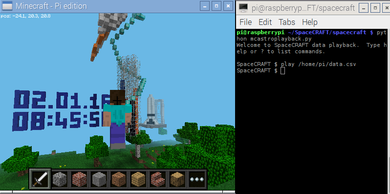 Playing back data in Minecraft