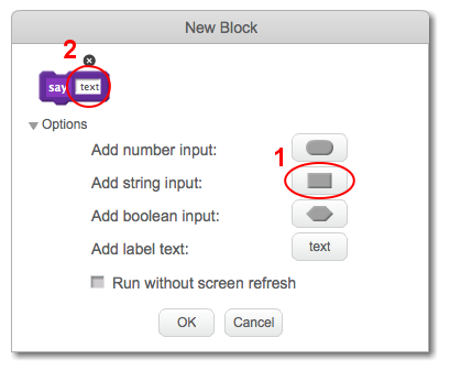 Create a new block with parameters