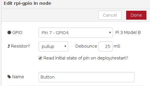 Set up the button node