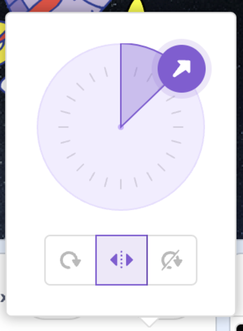 The image shows a direction selector tool from a design or animation ...