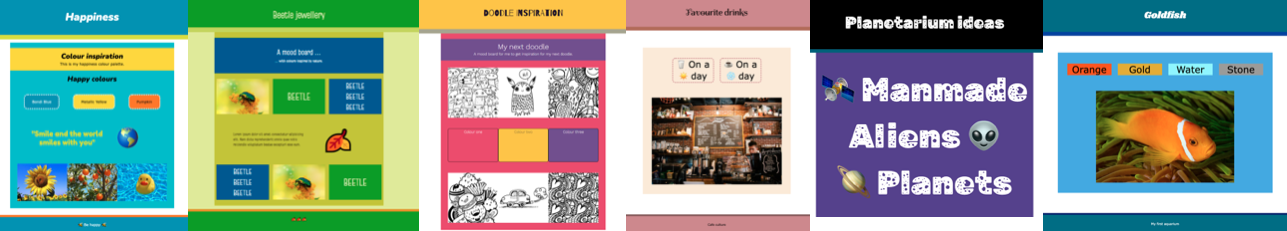 A line of images from example projects. The projects have different ...