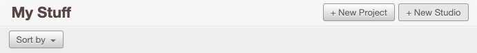 The grey 'New Studio' button on the 'My Stuff' page.