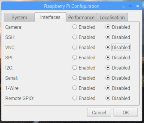 pi configuration interfaces