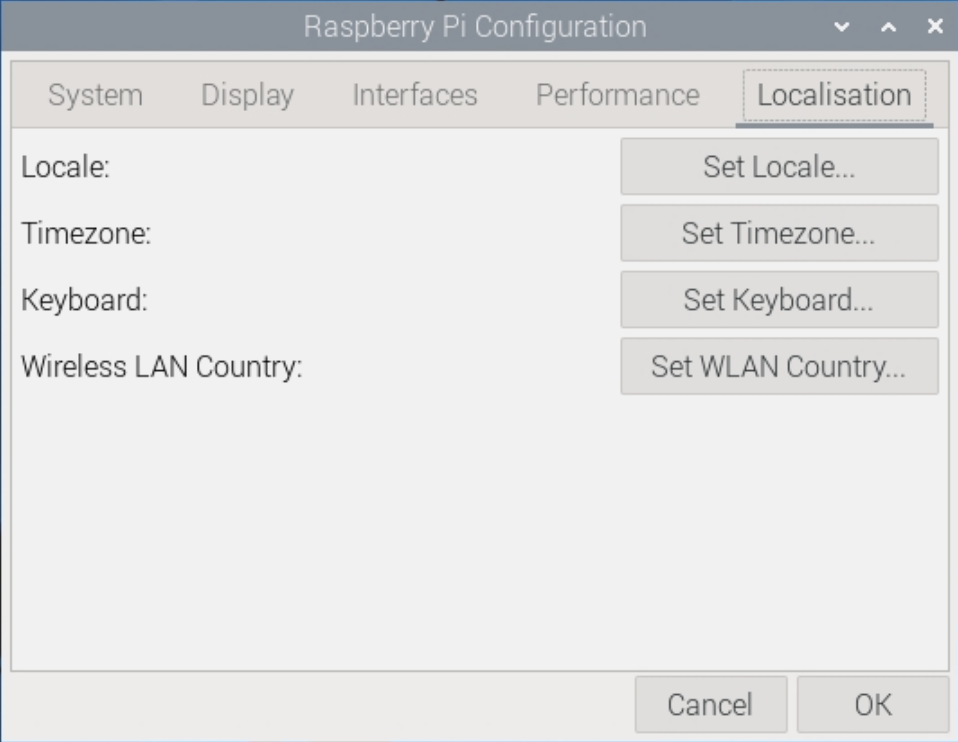 Localisation configuration