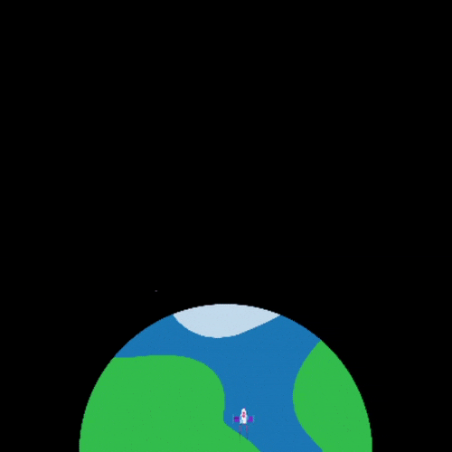 A rocket flying at a steady speed from the bottom to the top of the screen.