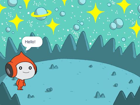 The Pico sprite saying, "Hello!"