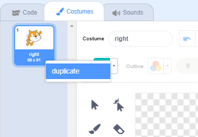 costume menu with duplicate highlighted