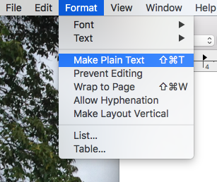 Mac make plain text