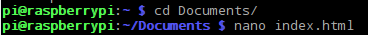 Nano creating HTML
