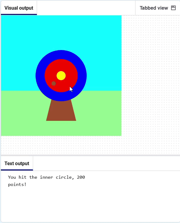 no points printed when outside target
