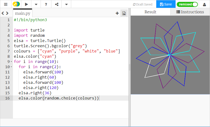 Turtle Snowflakes Changing The Pen Colour Randomly Raspberry Pi